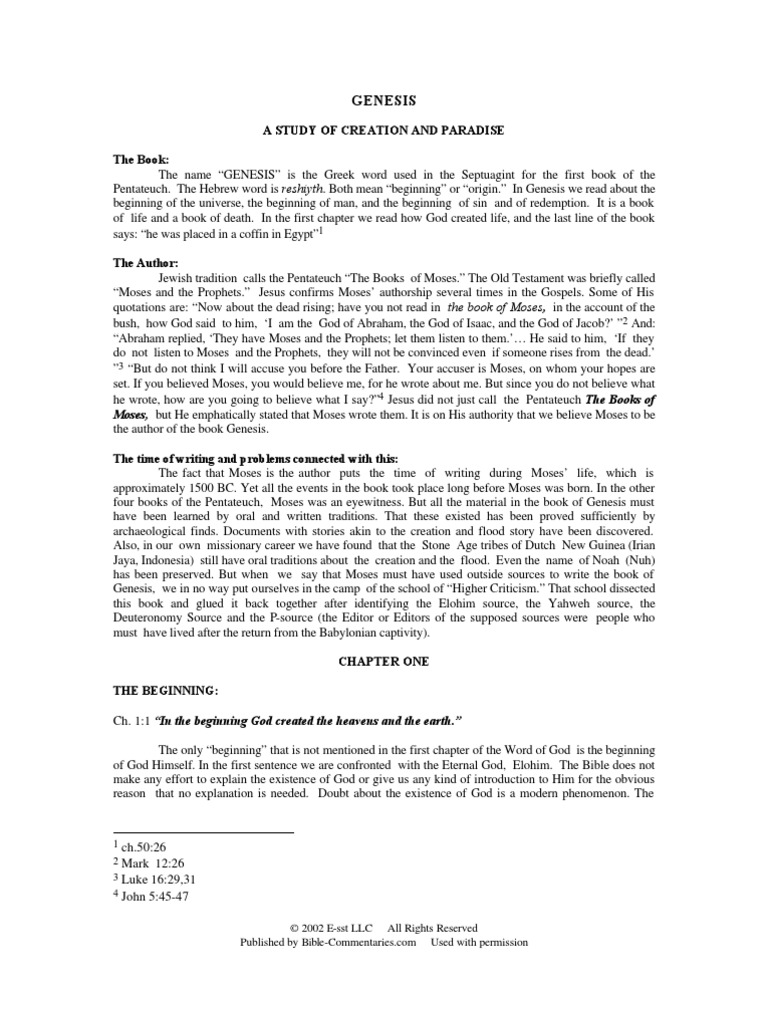 Commentary To The Book of Genesis - Rev. John Schultz | PDF | Genesis ...