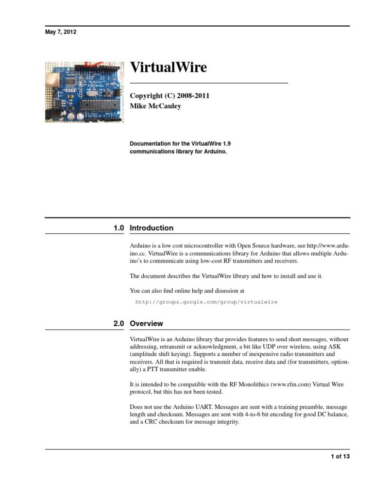 Virtual Wire | Download Free PDF | Arduino | Library (Computing)