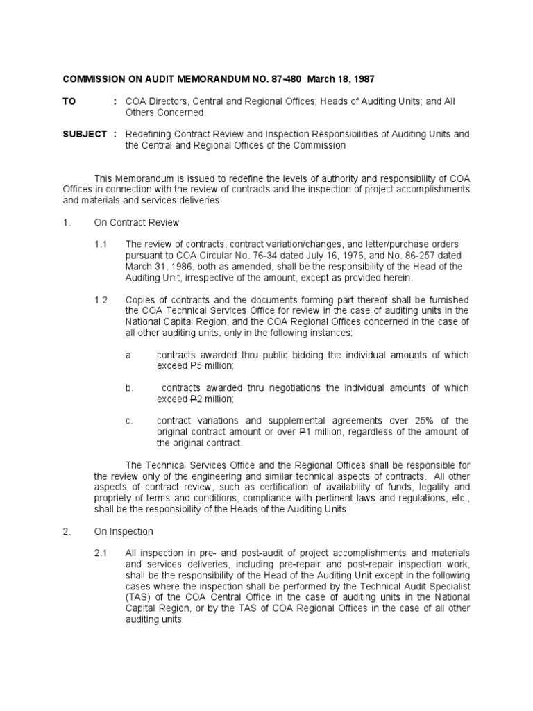 COA memo 87-480 | Audit | Business