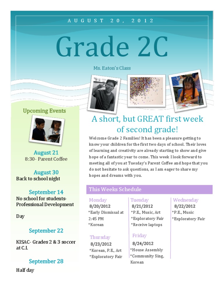 Grade 2C: A Short, But GREAT First Week of Second Grade! | PDF ...