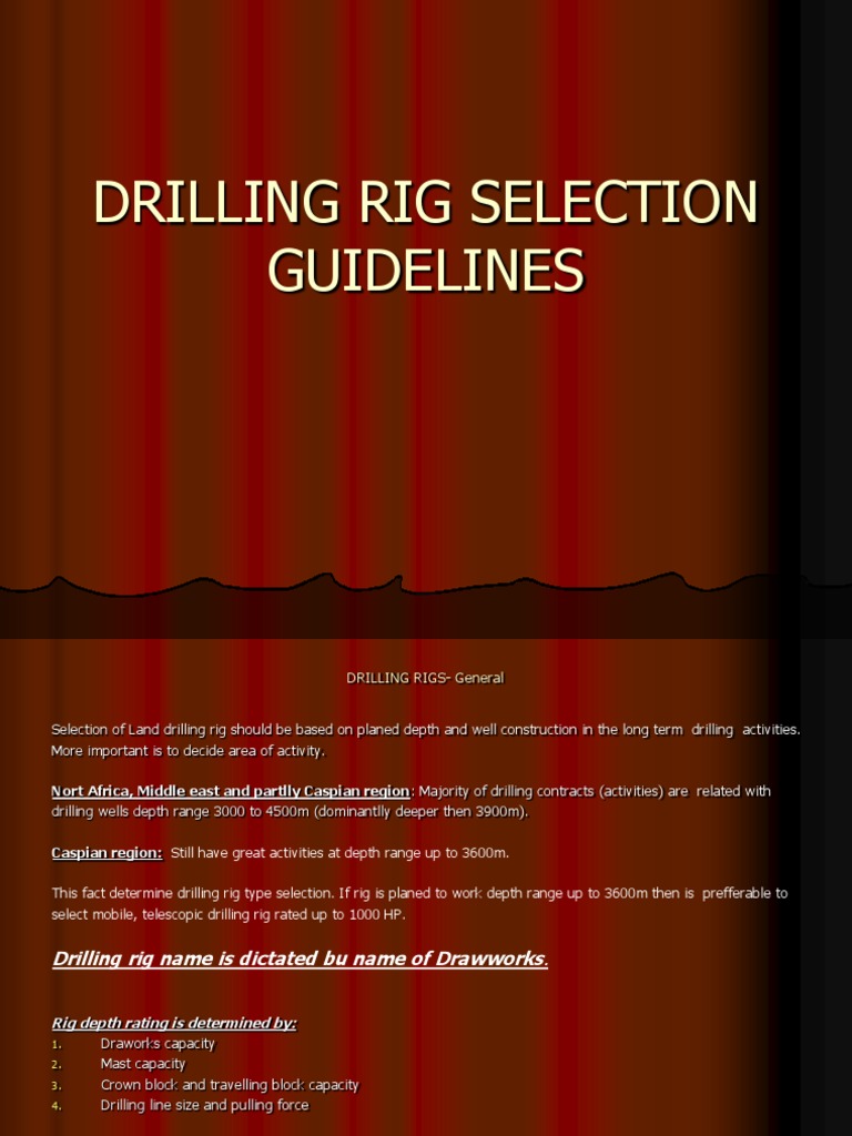 Drilling Rig Selection - Guidelines | PDF | Drilling Rig | Instrumentation
