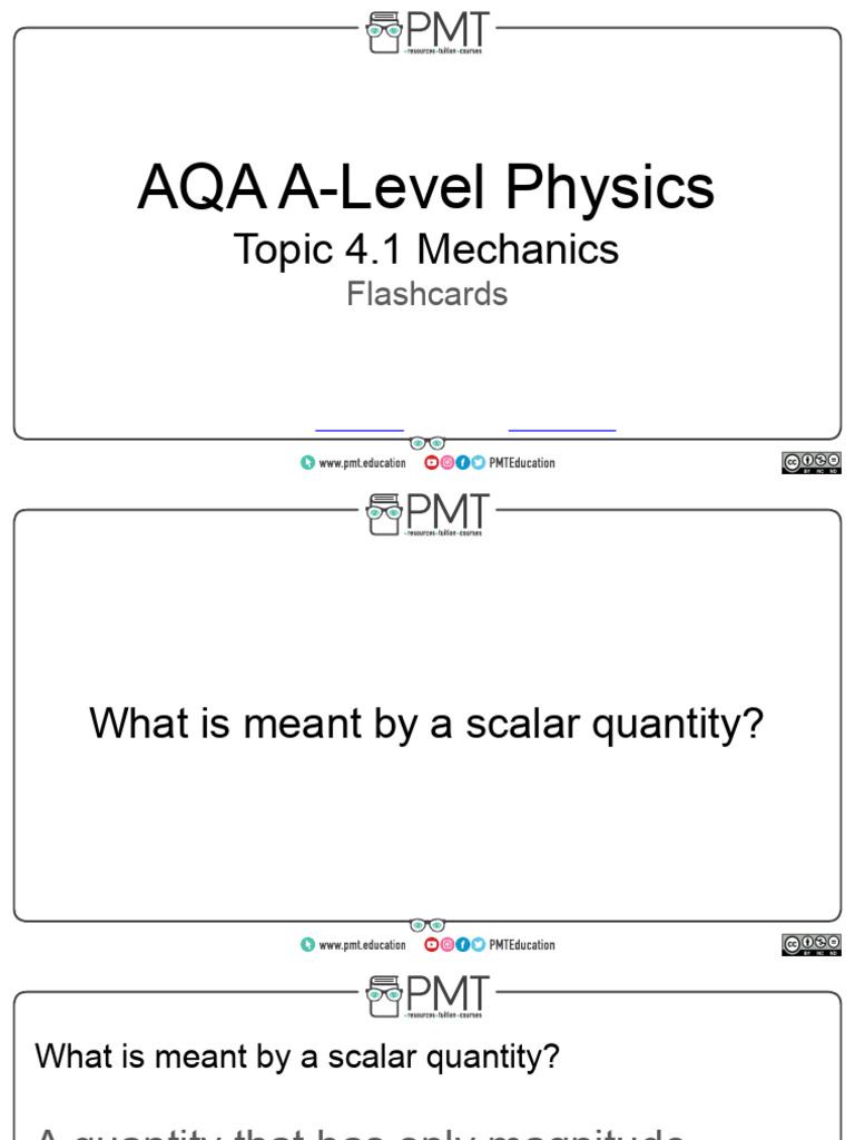 Flashcards - Topic 4.1 Mechanics - AQA Physics A-level | PDF | Force ...