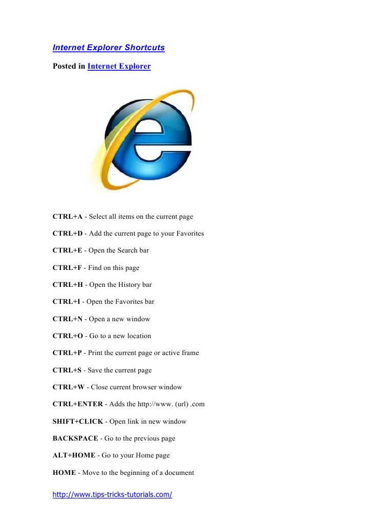 Internet Explorer Keyboard Shortcuts Guide | PDF | Business | Language ...