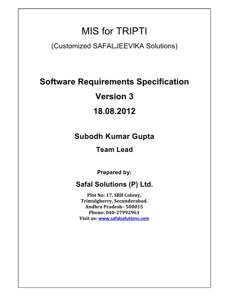 Srs Document Tripti | PDF | Web Server | Internet & Web