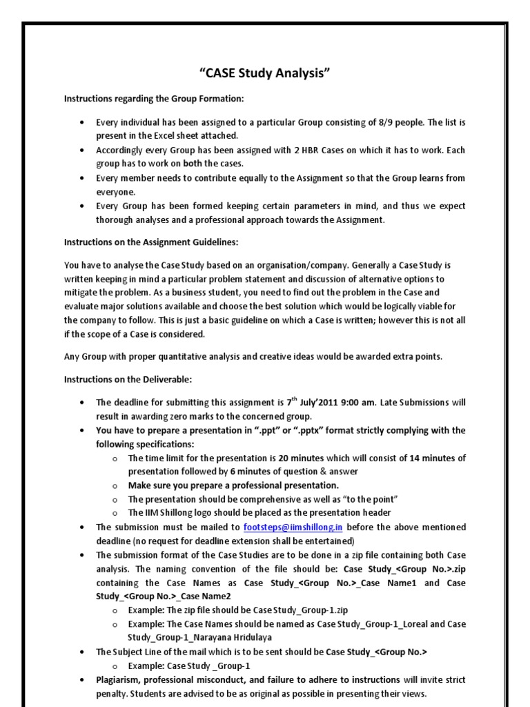 Instructions For Case Study Analysis | PDF | Case Study | Zip (File Format)