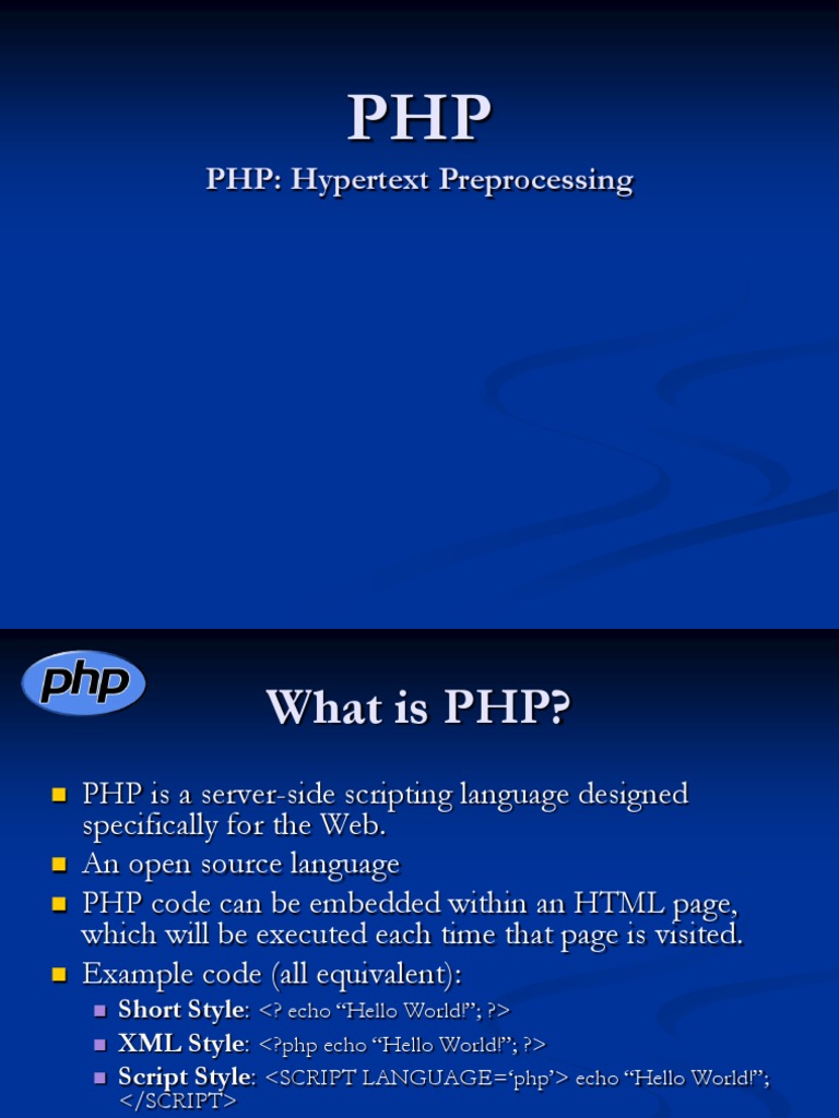 Introduction To PHP | PDF | Php | Software Development