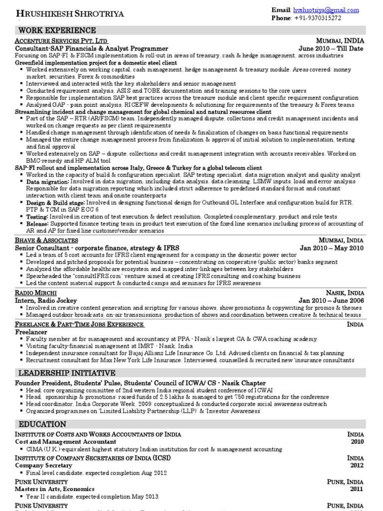 CV_RESUME_EXPERIENCE_CANDIDATE | Implementation | Sap Se | Free 30-day ...
