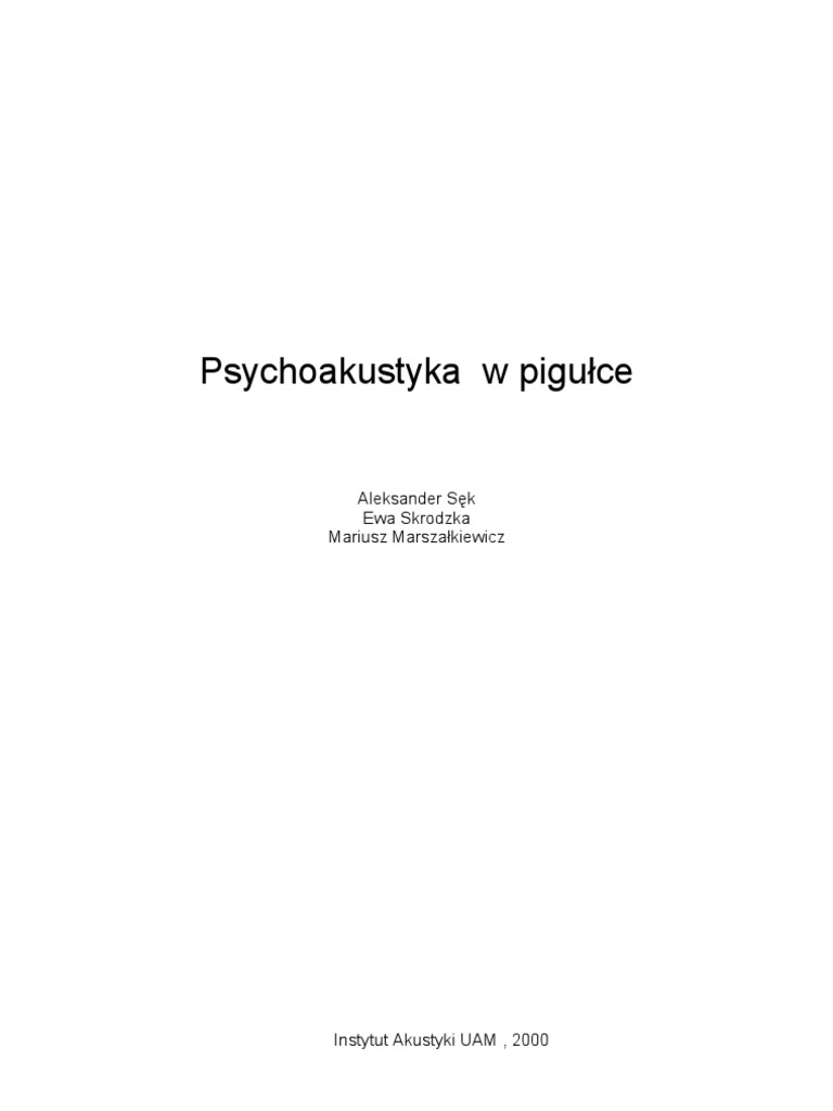 Psychoakustyka W Pigulce | PDF