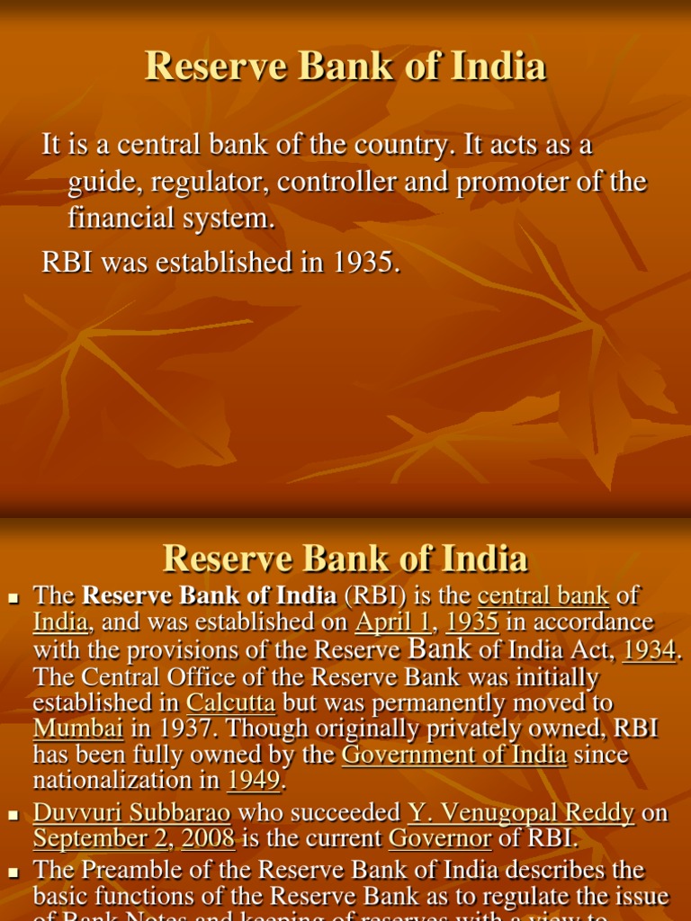 Presentation - Rbi | PDF | Reserve Bank Of India | Monetary Policy