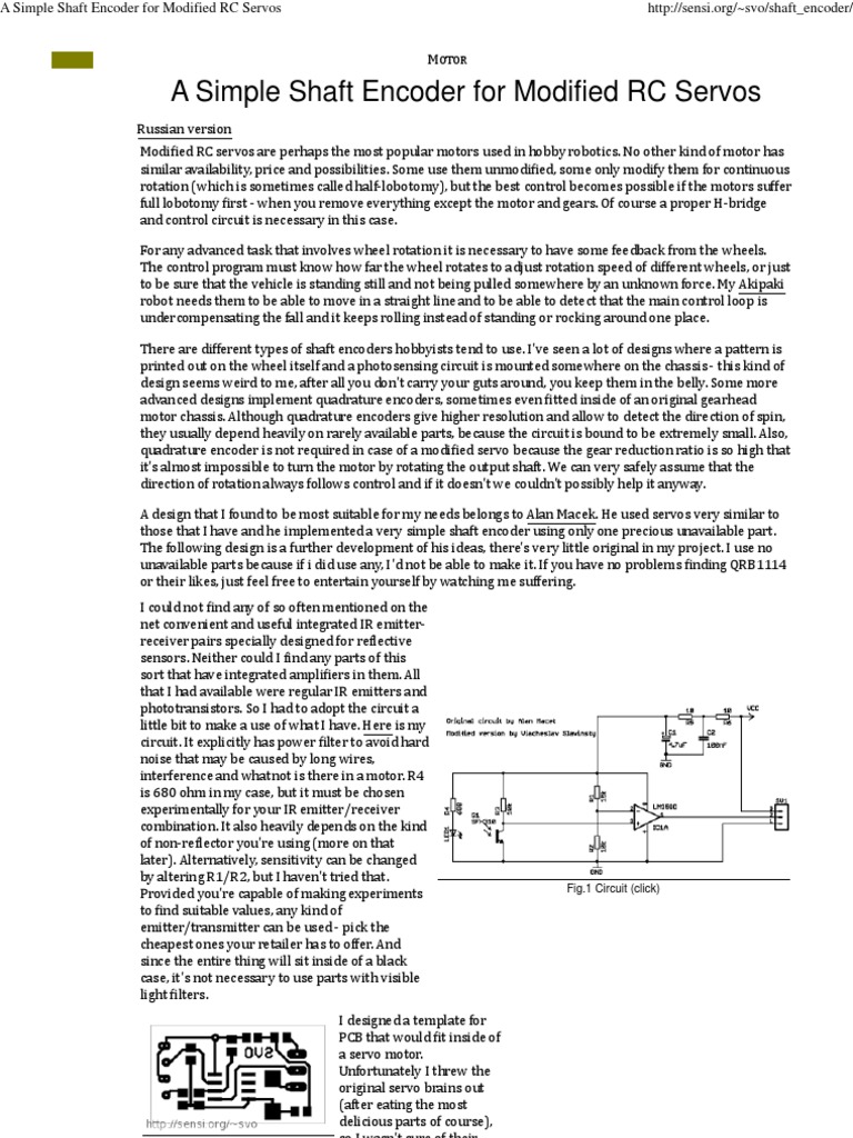 A Simple Shaft Encoder For Modified RC Servos | PDF | Printed Circuit Board | Servomechanism