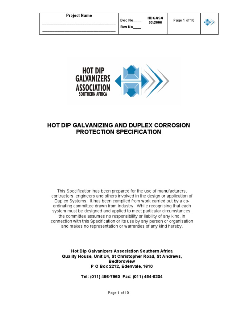 HDGASA03-2006 HDG and Duplex Corrosion Protection | Download Free PDF | Galvanization ...