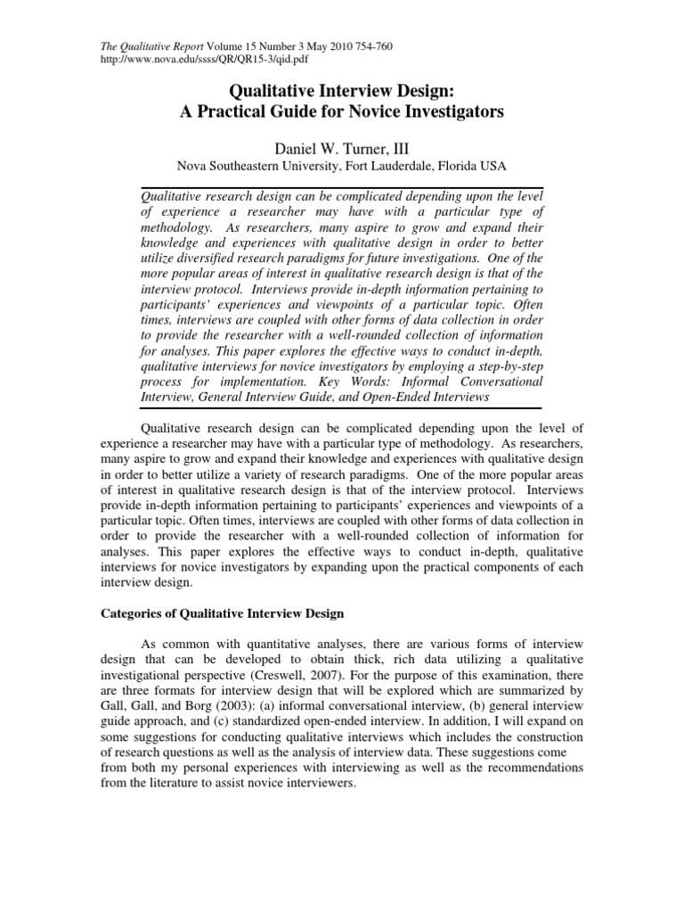 Qualitative Interview Design | PDF