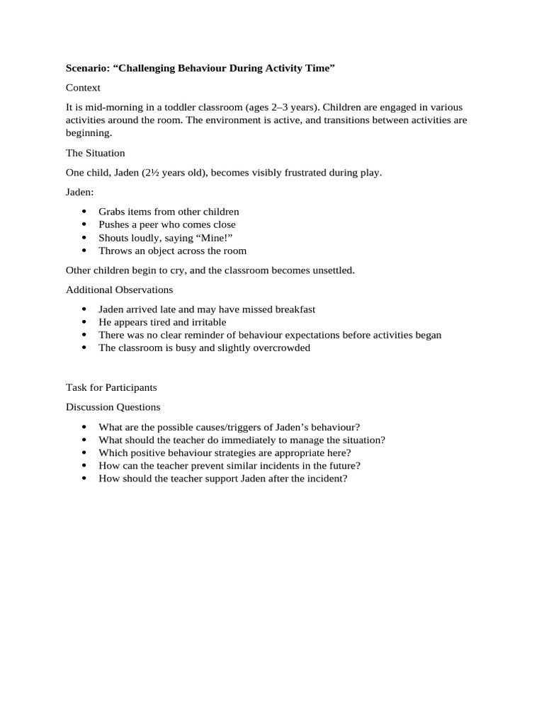 Scenario Classroom Management | PDF
