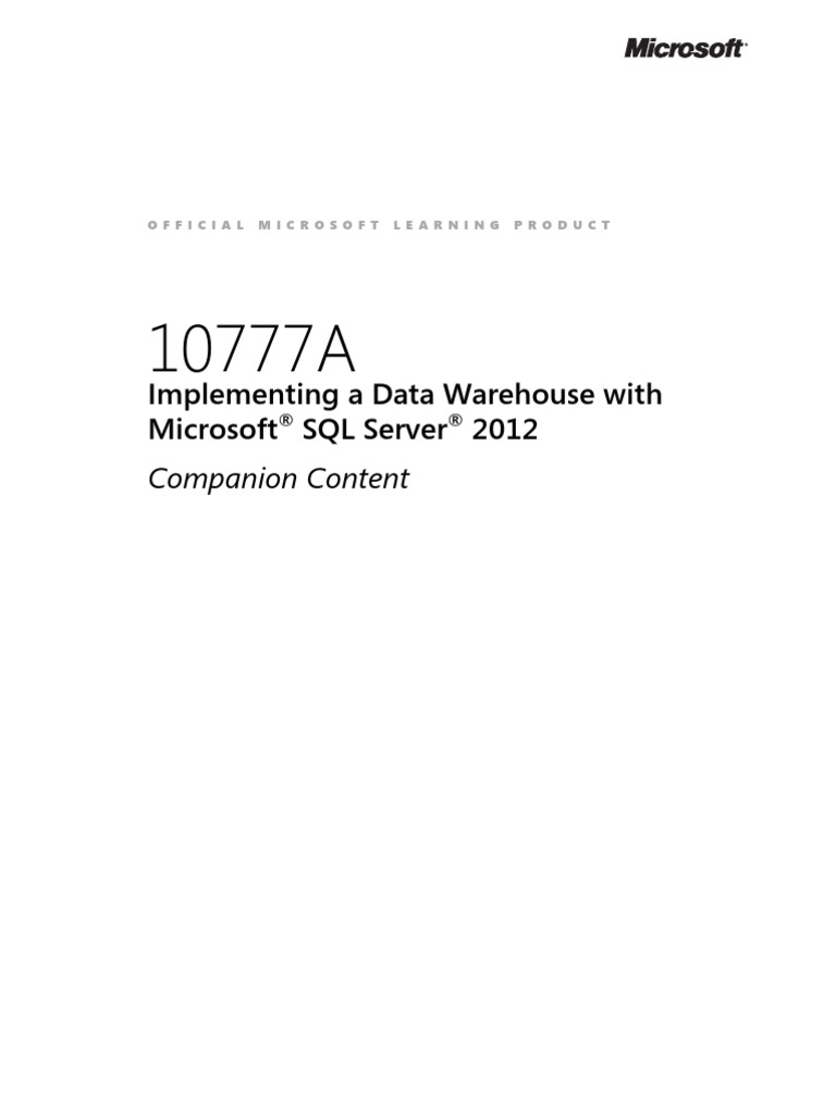 10777A ENU Companion | PDF | Microsoft Sql Server | Data Warehouse