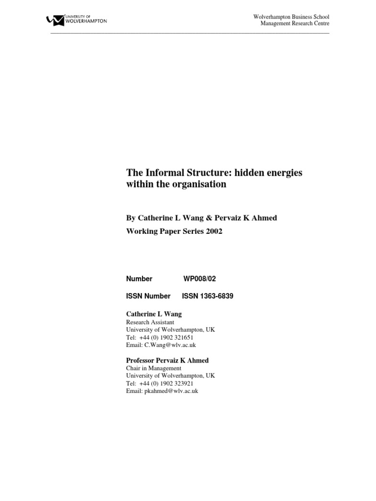The Informal Structure: Hidden Energies Within The Organisation | PDF ...