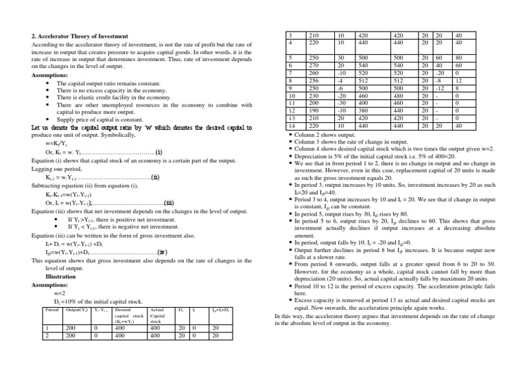 Accelerator Theory | PDF | Output (Economics) | Capital (Economics)