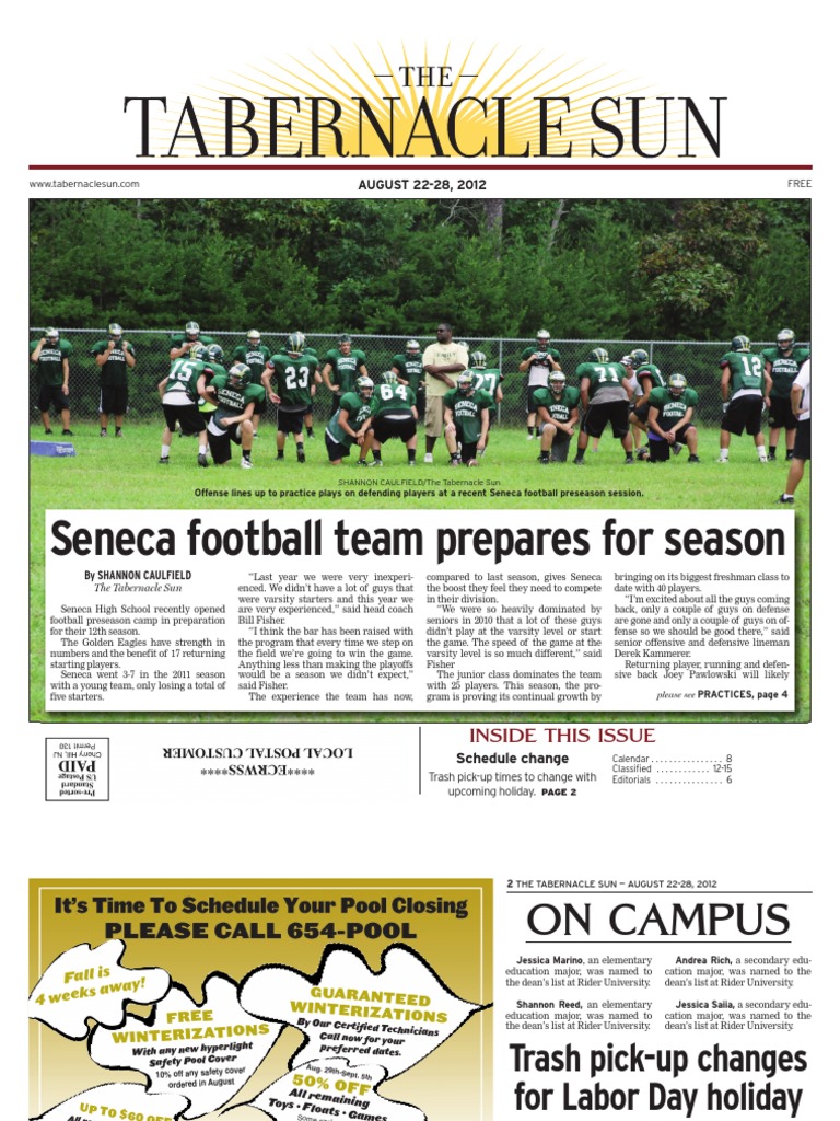 Seneca Football Team Prepares For Season: Inside This Issue | PDF ...