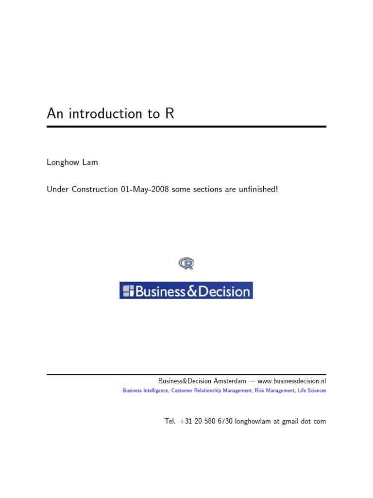 An Introduction To R | PDF | R (Programming Language) | Command Line ...