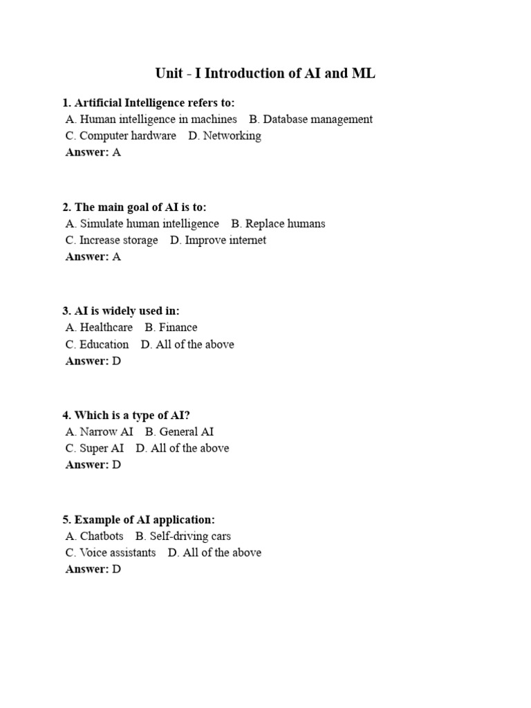 Unit - I Introduction of AI and ML | PDF | Machine Learning ...