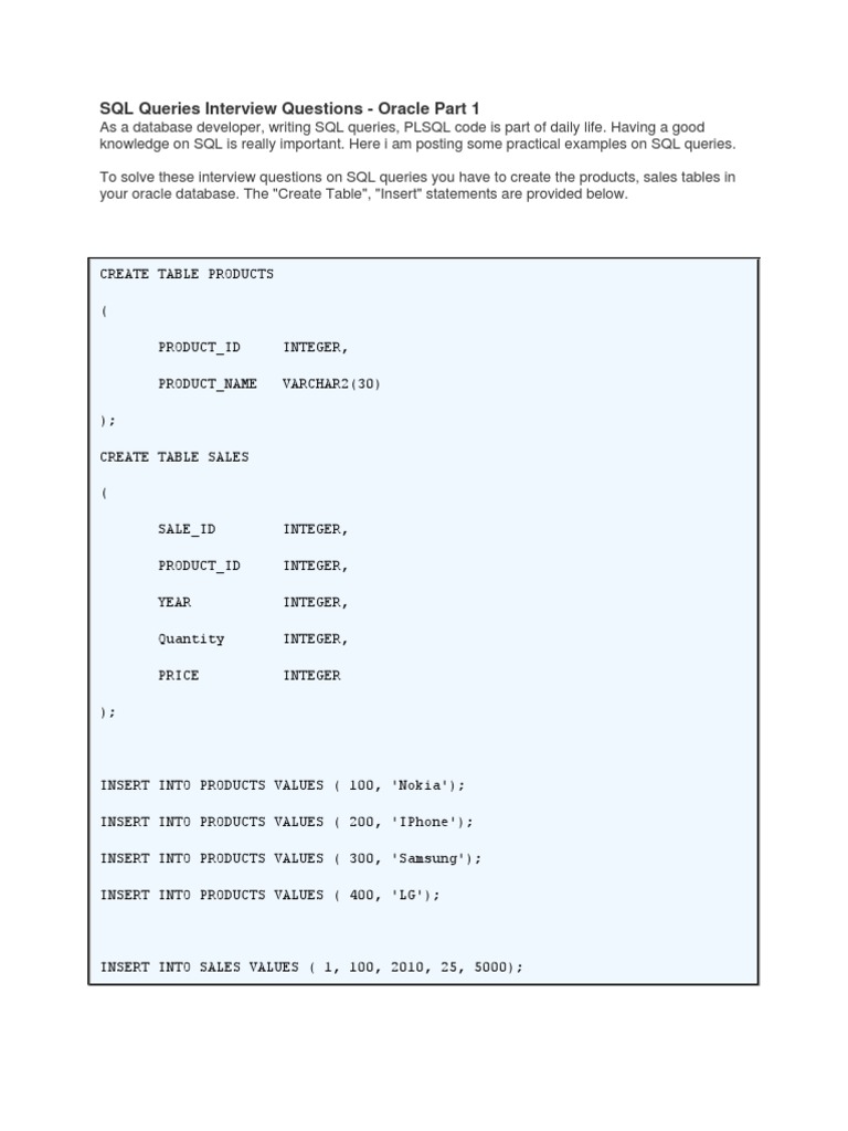 SQL Queries Interview Questions | PDF | Sql | Information Technology Management