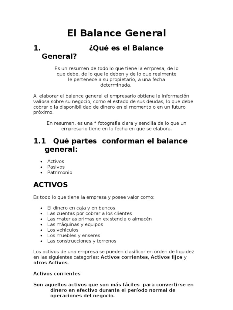 Guía Completa del Balance General | PDF | Bancos | Contabilidad