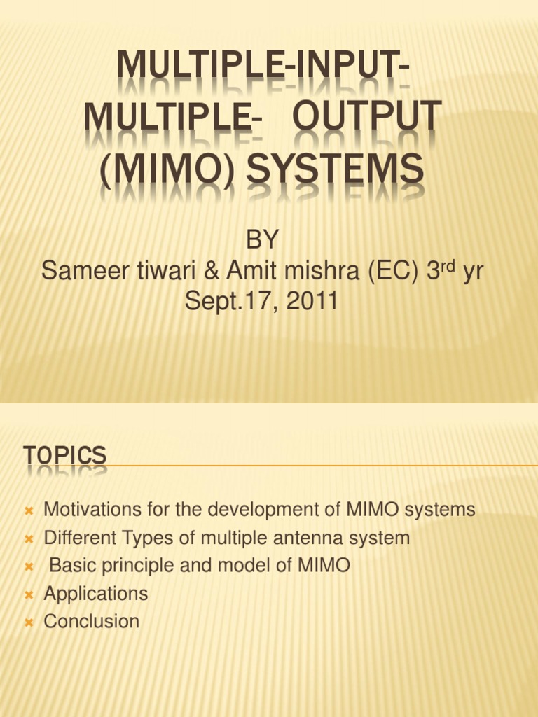 MIMO Systems Explained: Benefits, Types & Applications | PDF | Mimo ...
