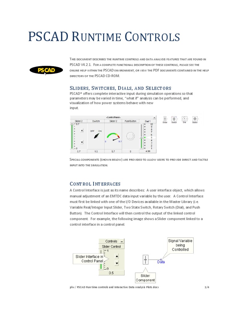 PSCAD Run Time Controls and Interactive Data Analysis Plots | PDF ...