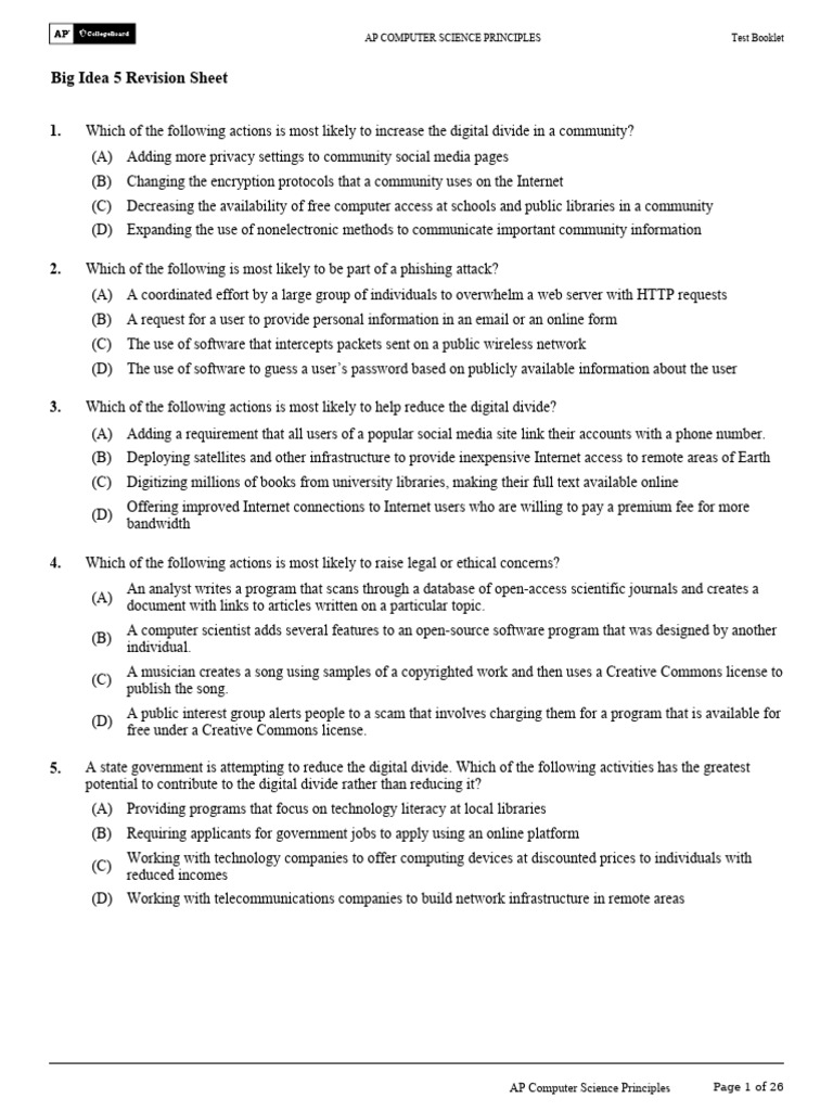 Big Idea 5 Revision Sheet | PDF | Public Key Cryptography | Key ...