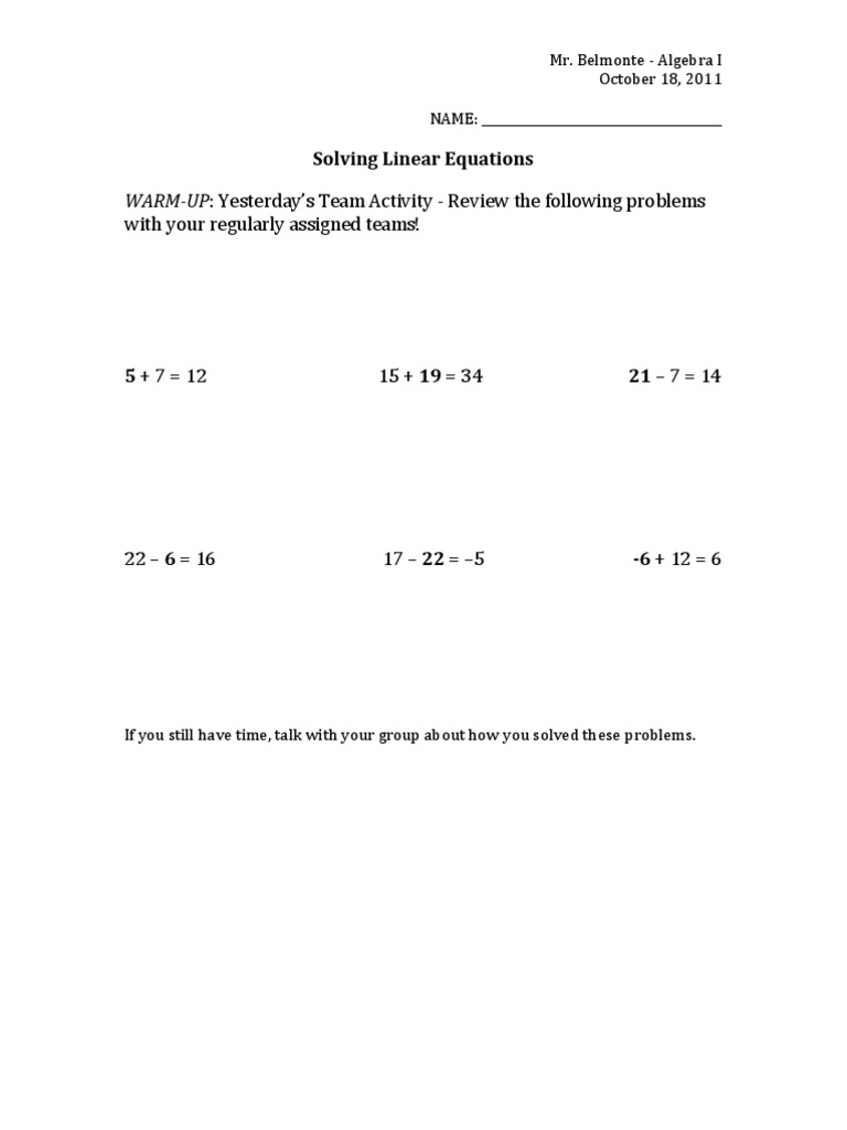 Solving Linear Equations Guide | PDF