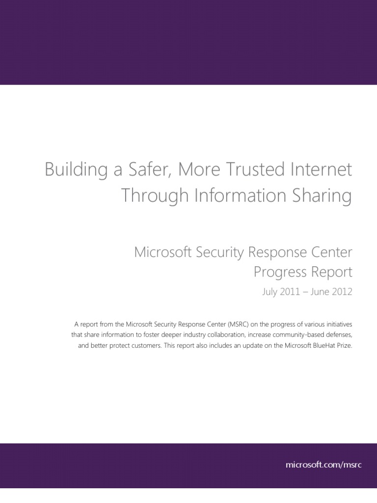 MSRC Progress Report 2012 | PDF | Vulnerability (Computing) | Computer ...