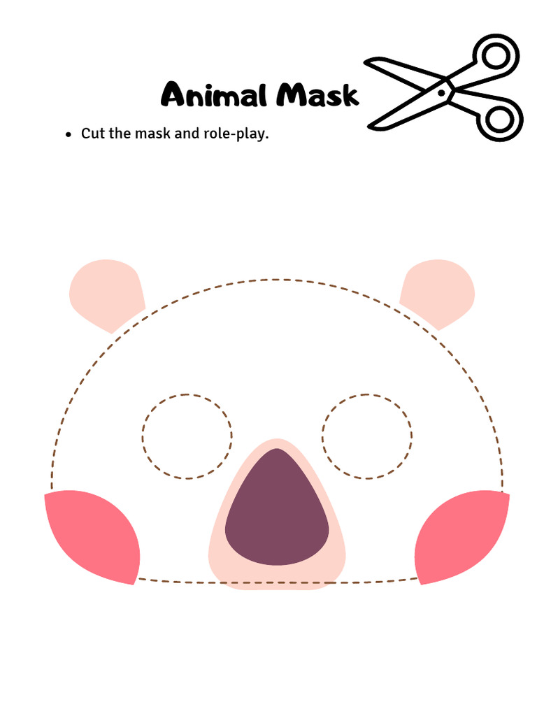 Colorful Playful Animal Masks Cut and Paste Worksheets | PDF