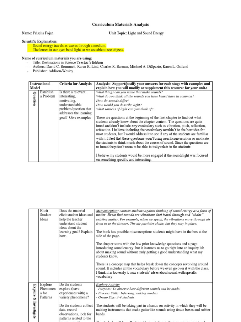Curriculum Analysis | PDF
