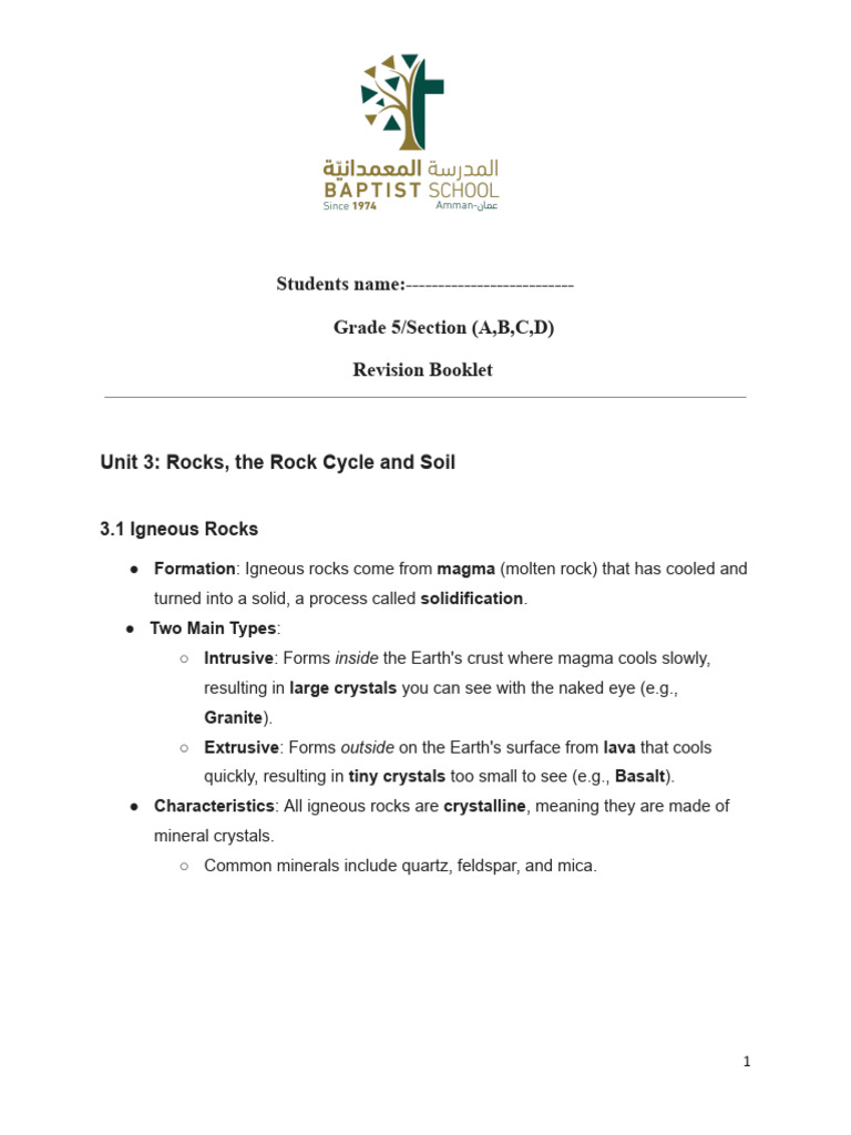 Answer Key of Unit 3 Revision Booklet.docxnew 2026wild Docs6 | PDF ...