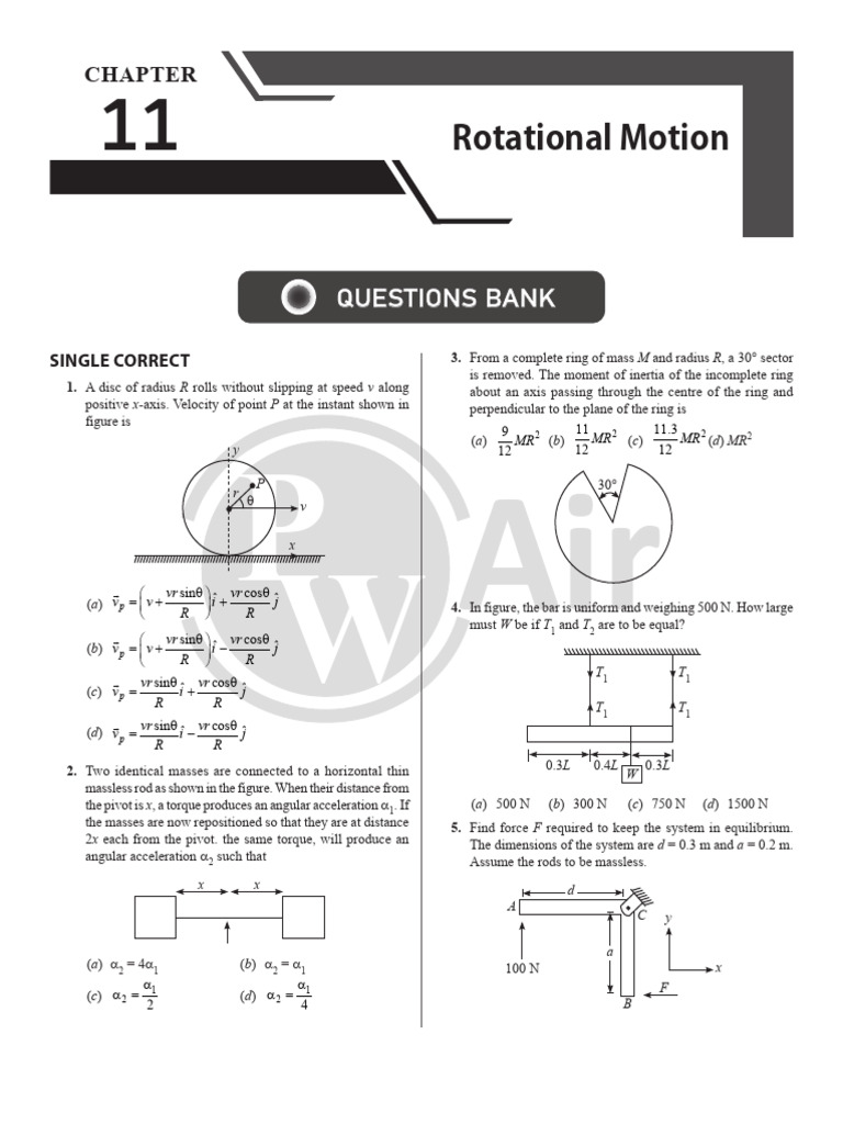 Ch-11 Rotational Motion | PDF | Rotation Around A Fixed Axis | Force
