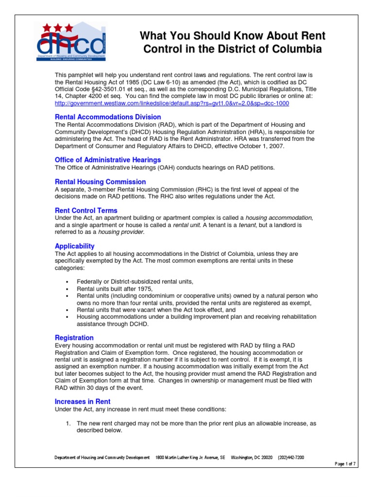 Rent Control Fact Sheet | Download Free PDF | Washington | Renting