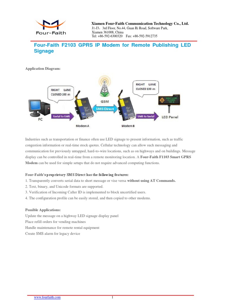Four-Faith GPRS Modem for LED Signage | PDF