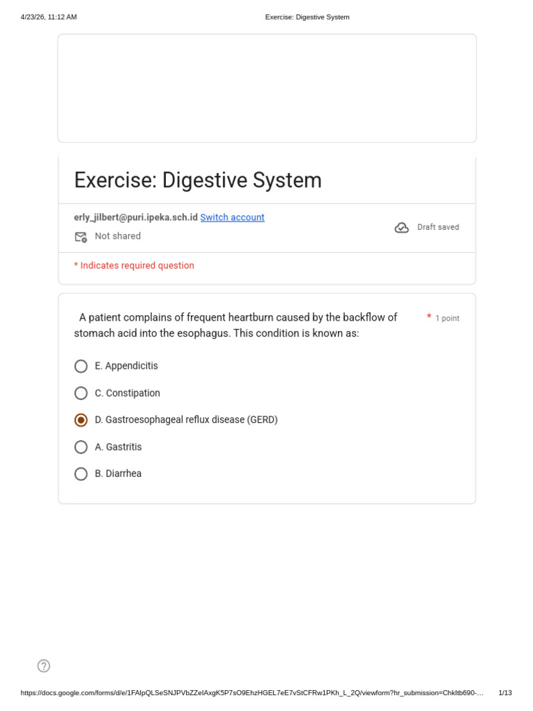 Exercise_ Digestive System | PDF | Digestion | Gastrointestinal Tract