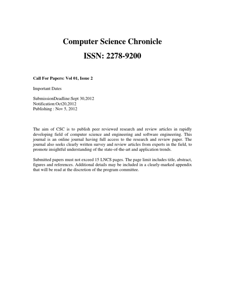 Computer Science Research Call | PDF