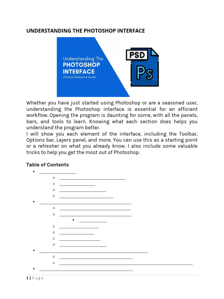 UNDERSTANDING THE PHOTOSHOP INTERFACE | PDF | Adobe Photoshop | Window ...