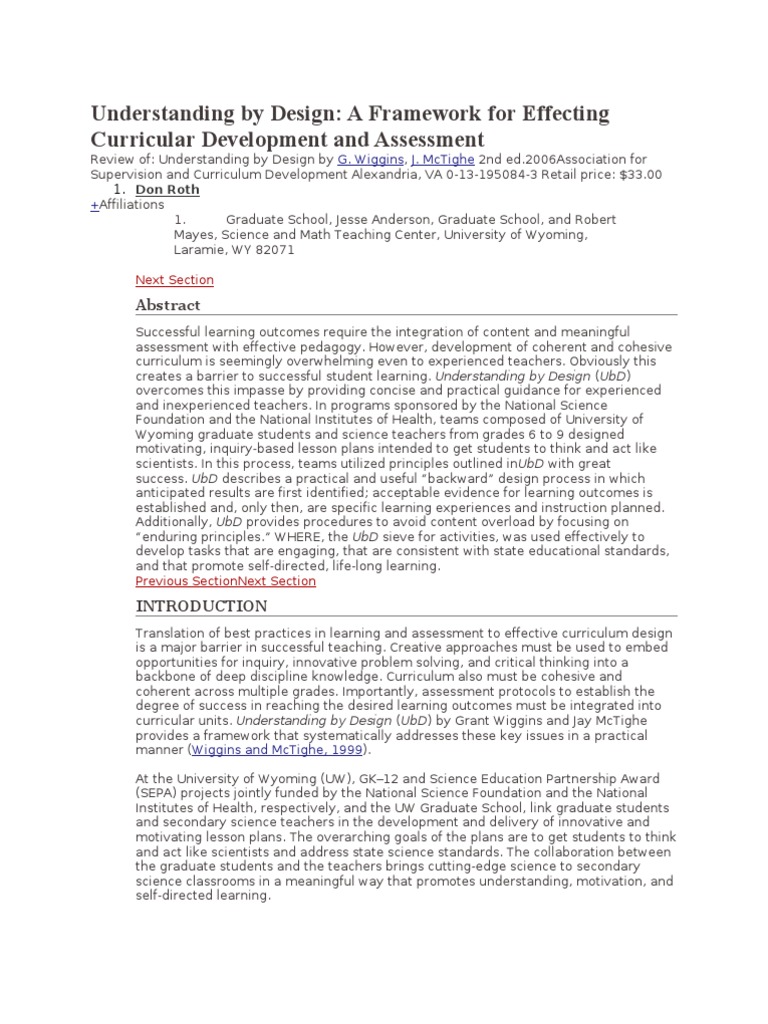 Understanding by Design | PDF | Educational Assessment | Curriculum