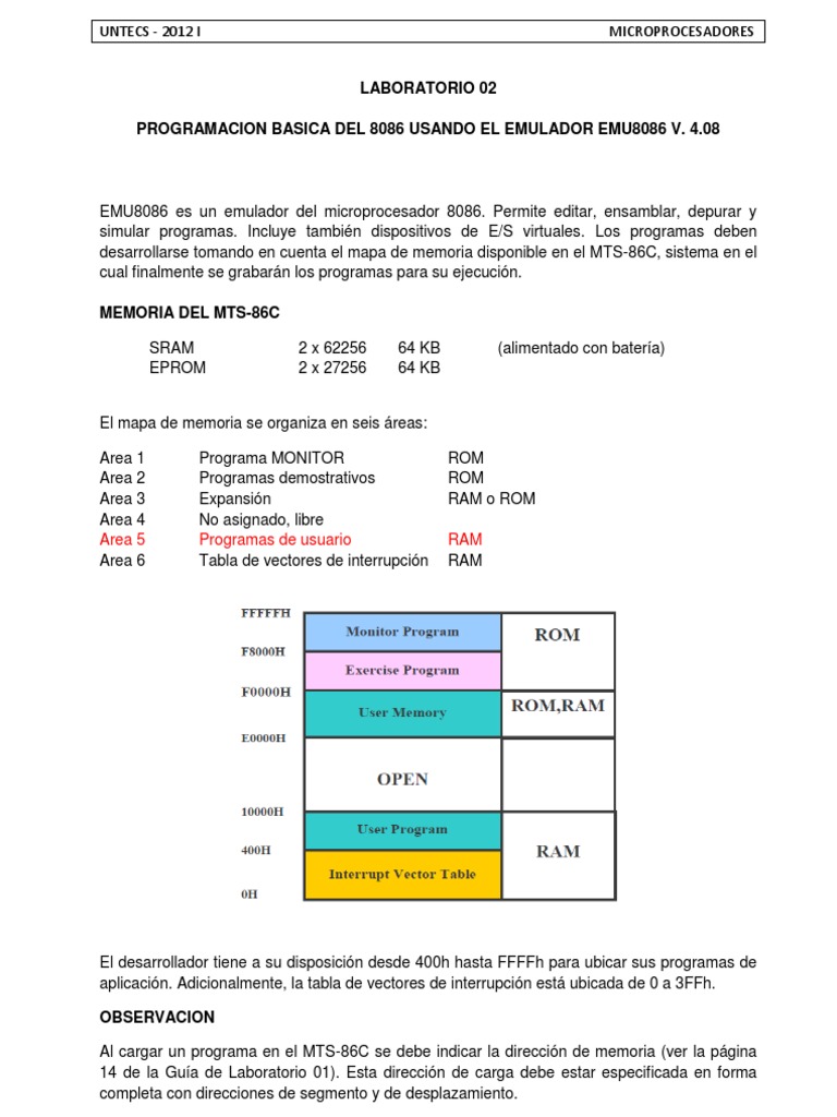 Microprocesadores - Guia de Laboratorio 02 | PDF | Programa de ...