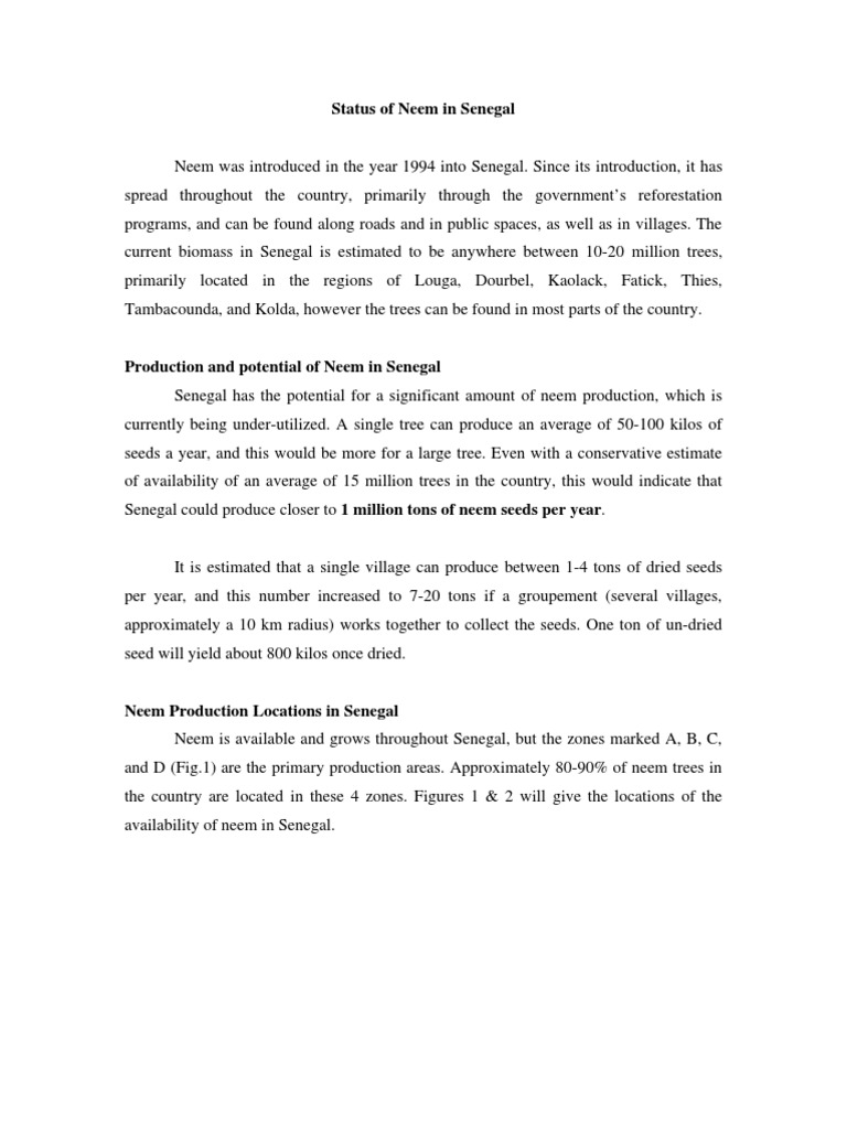 The Status and Potential of Senegal's Neem Industry: Production ...
