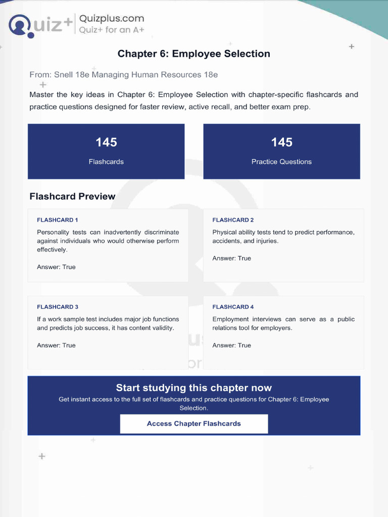 Flashcards for Chapter 6 Employee Selection | PDF