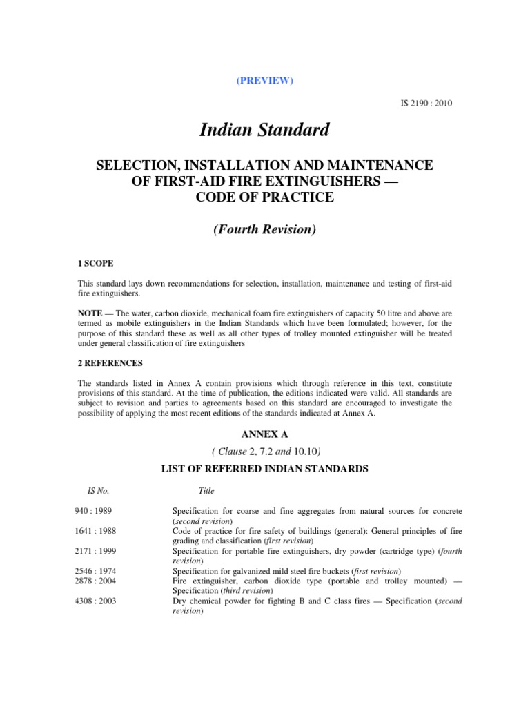 Indian Standard 2190-2010 Preview | PDF | Chemistry | Building Engineering