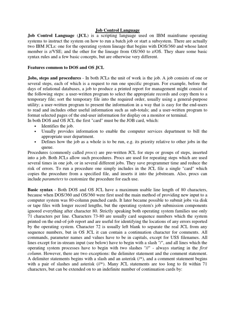 Job Control Language | PDF | Computing | Software
