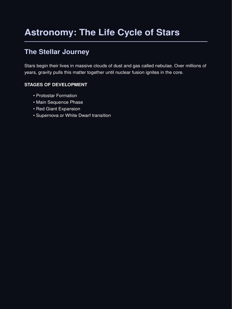 Astronomy the Life Cycle of Stars | PDF