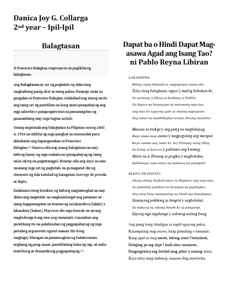 Balagtasan | PDF