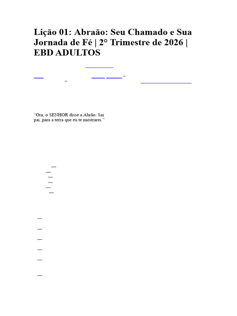 01. texto completo - Lição 1 cpad | PDF | Abraão | Fé