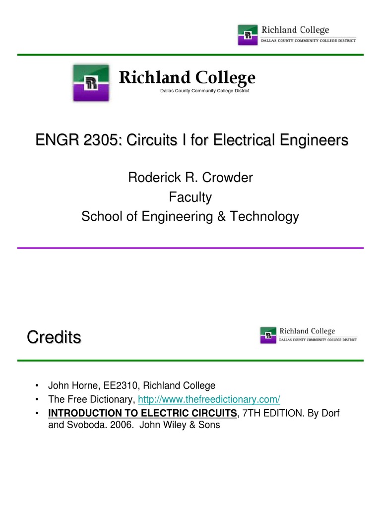 Introduction to Circuits I: An Overview of the Syllabus, Learning ...