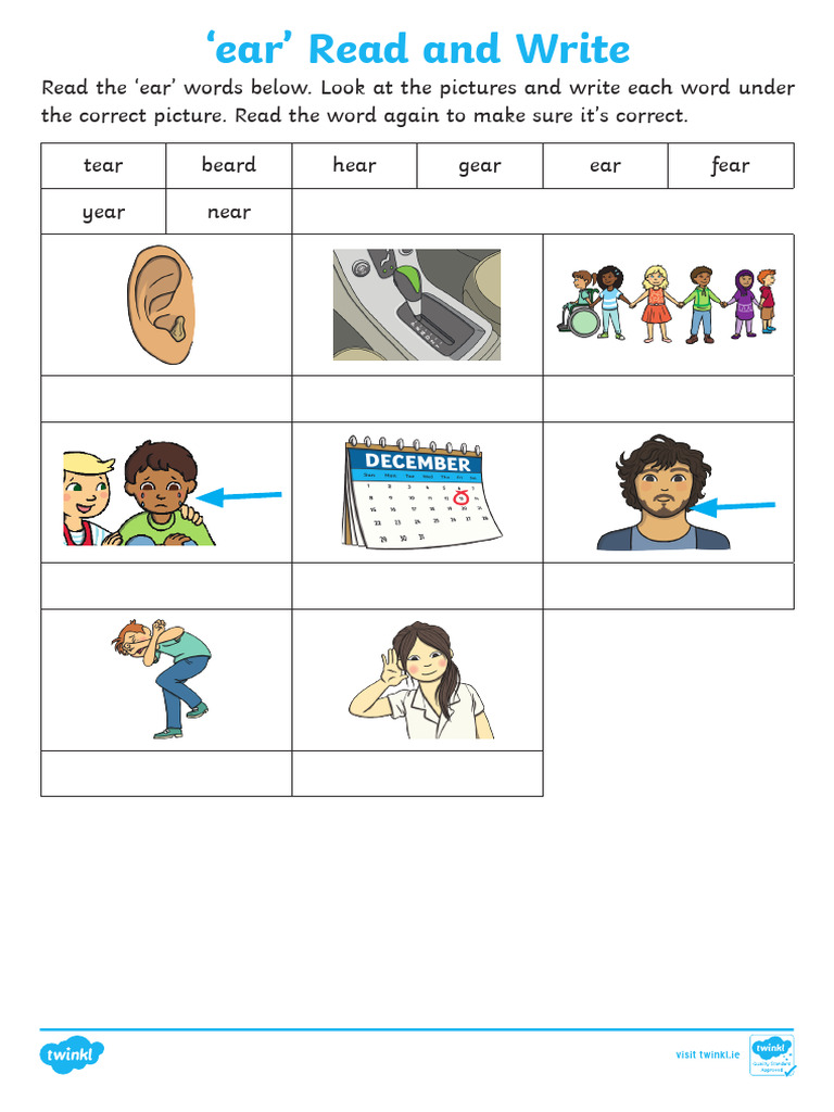 'Ear' Read and Write Activity Sheet | PDF